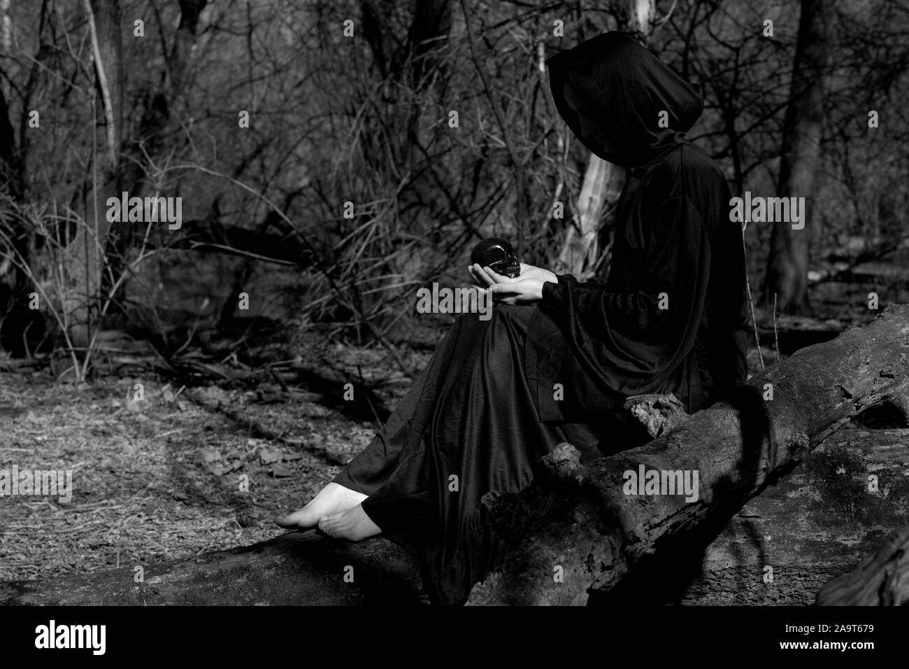 Female ghost in forest Black and White Stock Photos & Images - Alamy