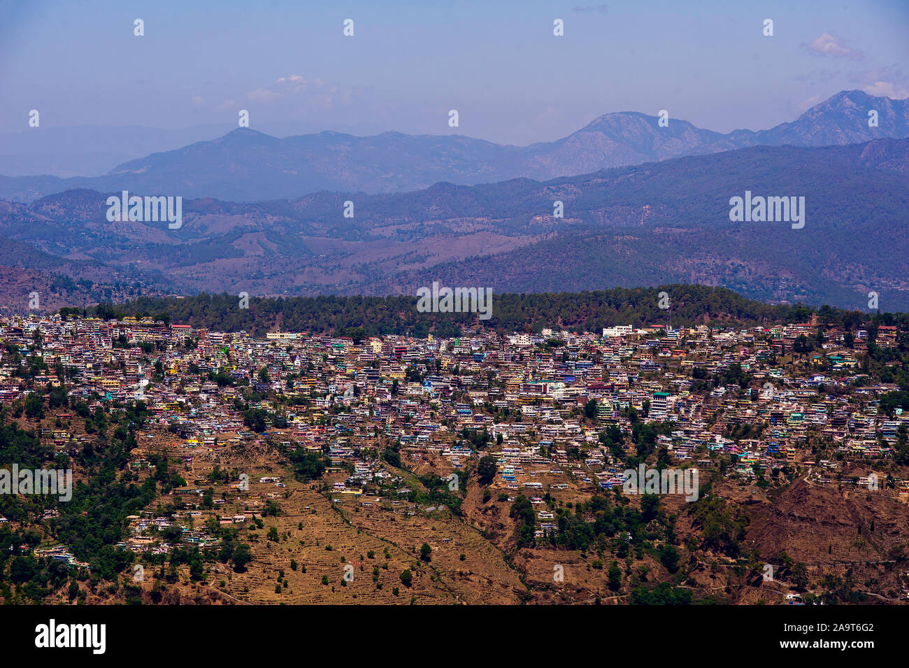 Almora town is built on top of the mountain, Kumaon Hills, Uttarakhand ...