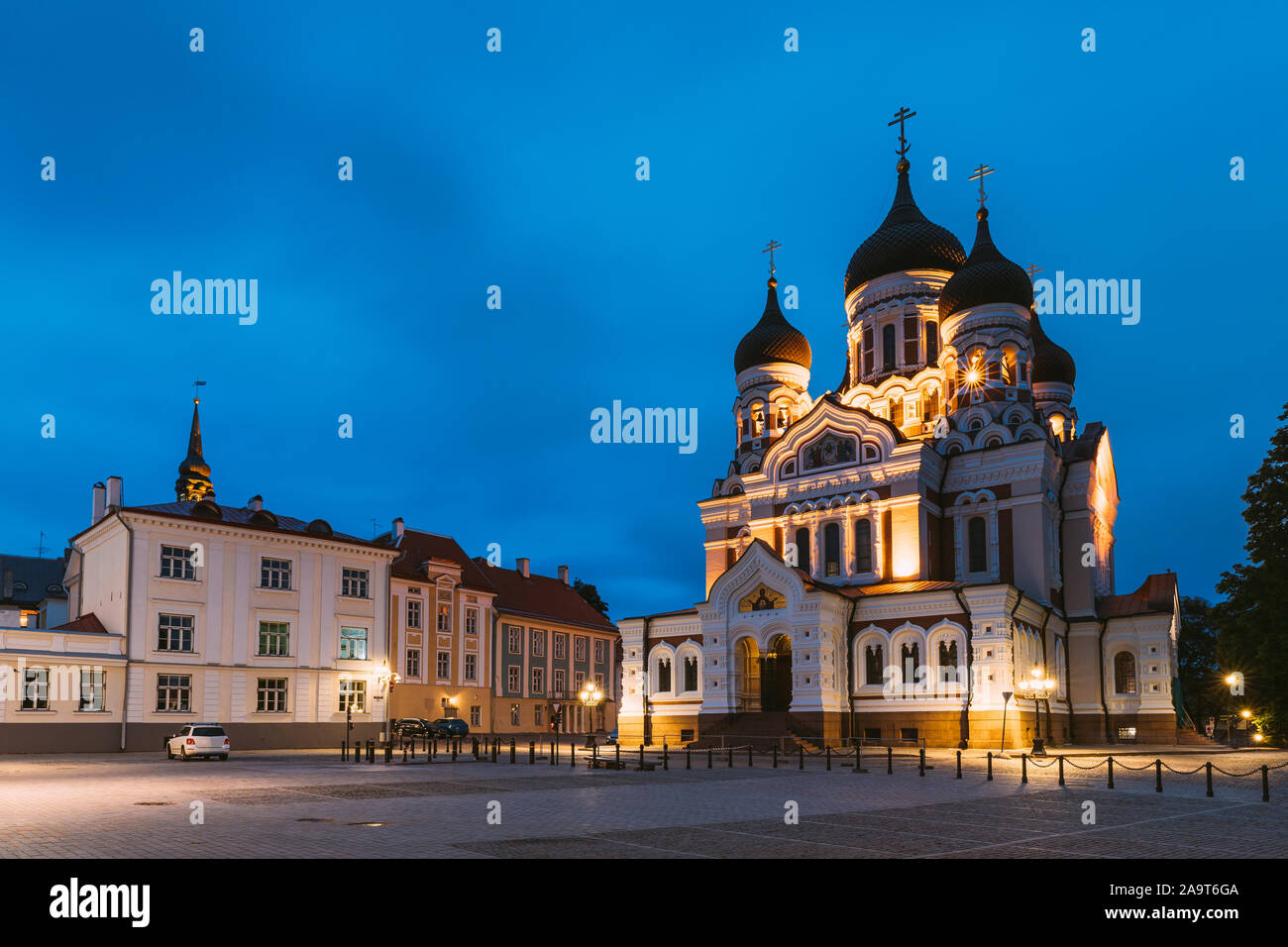 Tallinn, Estonia. Building Of Alexander Nevsky Cathedral n Night Time ...