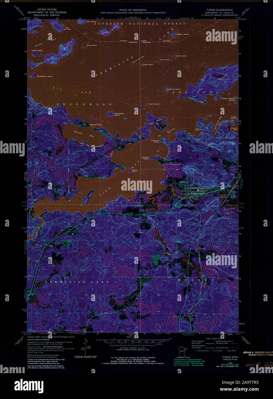 Map of tower minnesota hi-res stock photography and images - Alamy