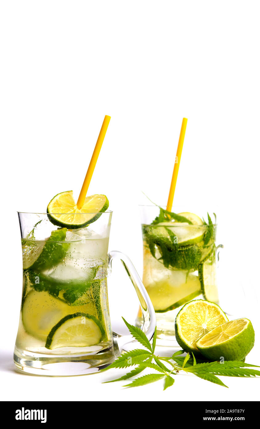 Lemonade with marijuana in a glass isolated Stock Photo - Alamy