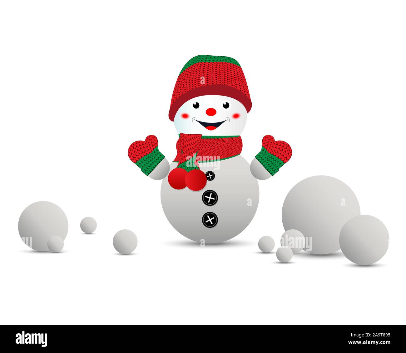 Cheerful snowman in red Stock Vector Images - Alamy