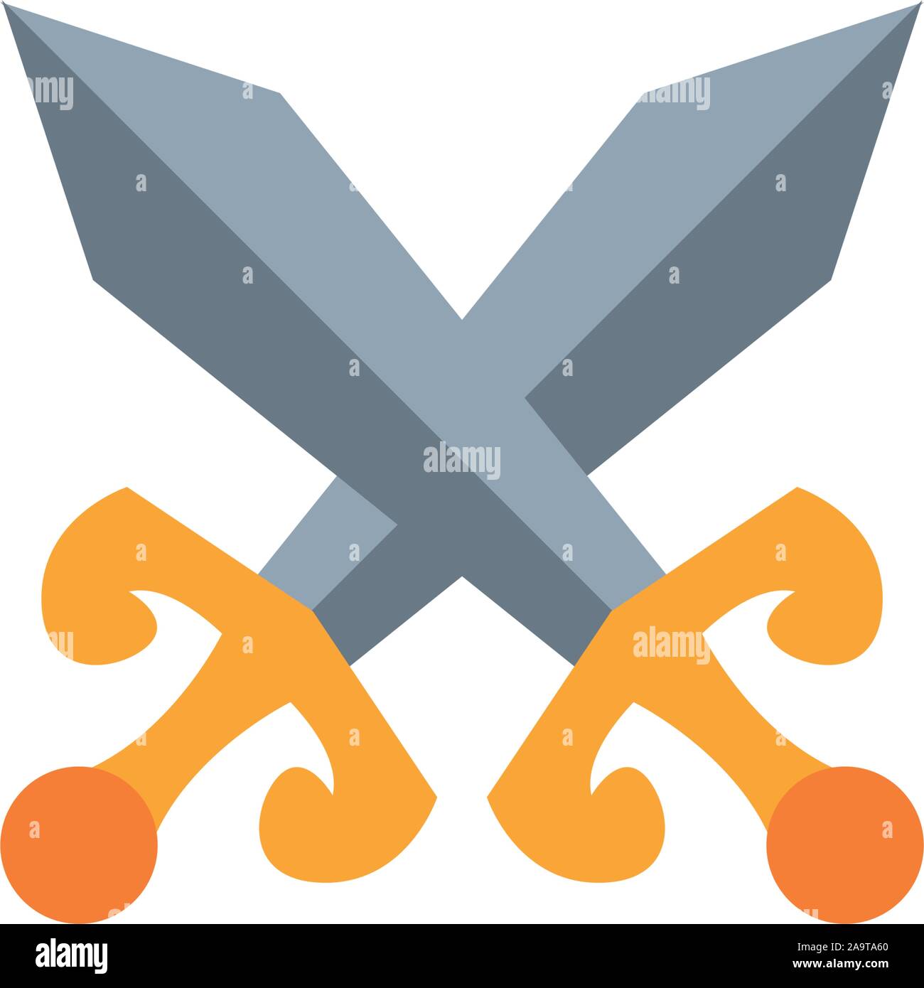 crossed swords arms antique medieval flat design vector illustration ...