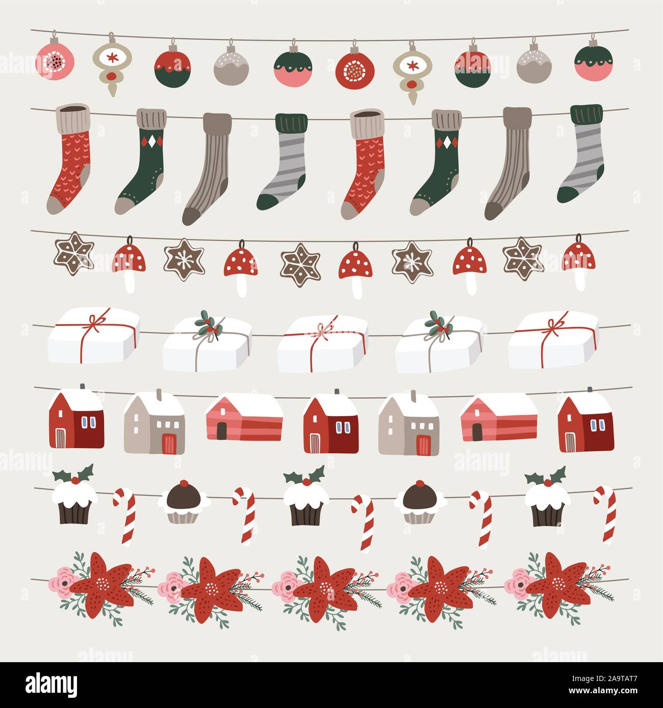 Hanging strings of flowers Stock Vector Images - Alamy