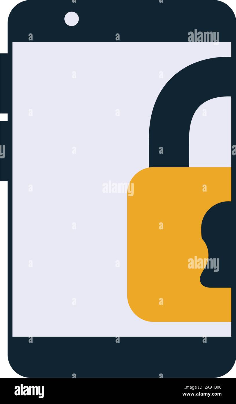 security smartphone with padlock flat style vector illustration design ...