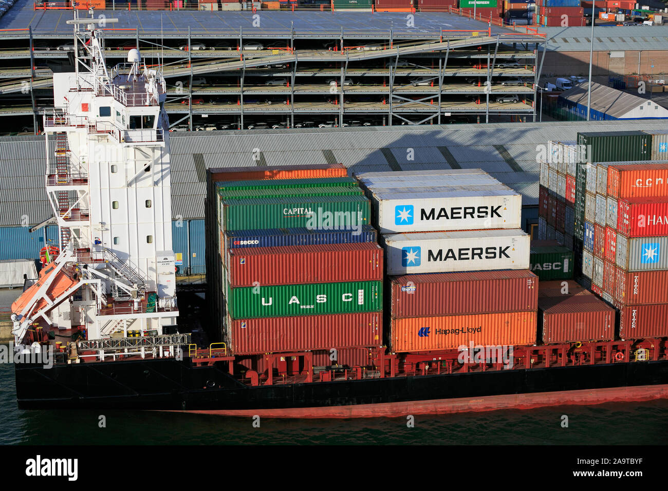 Container ship, Port of Southampton, Hampshire, England, United Kingdom ...