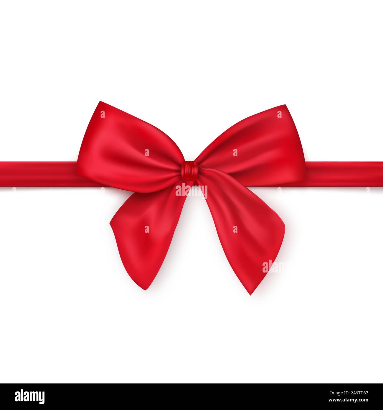 Shiny satin red ribbon then with bow on a white background realistic ...
