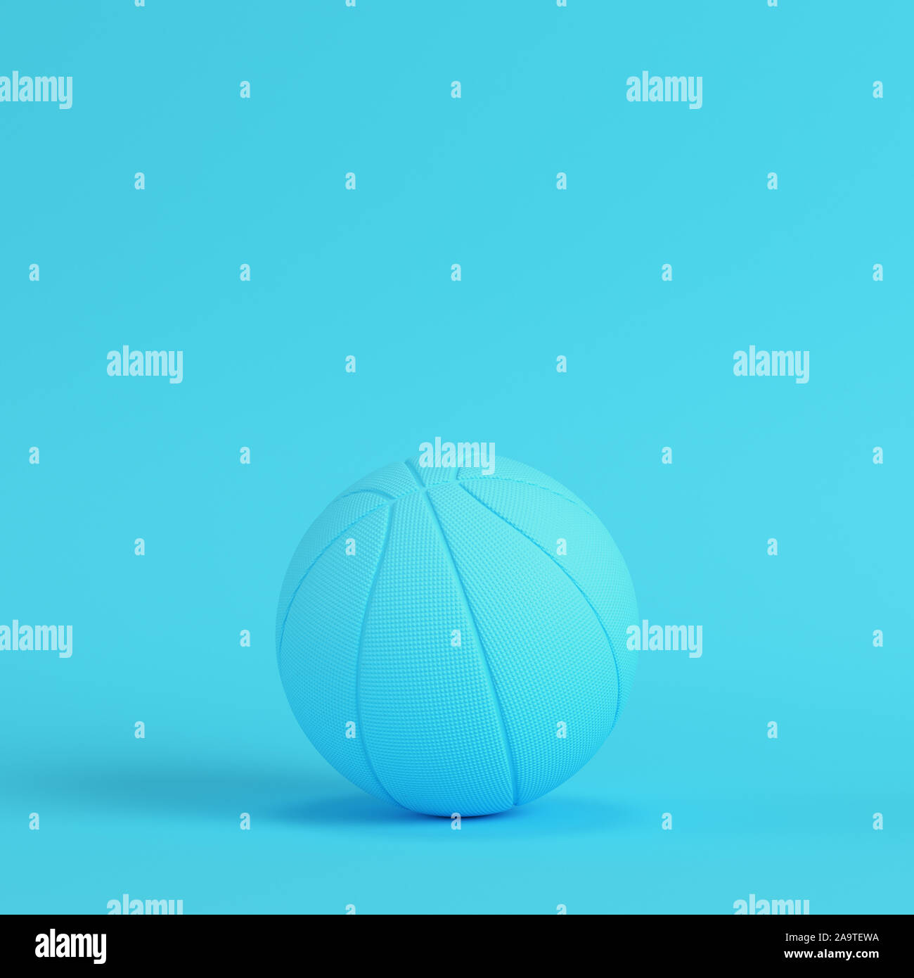 Basketball ball on bright blue background in pastel colors. Minimalism ...