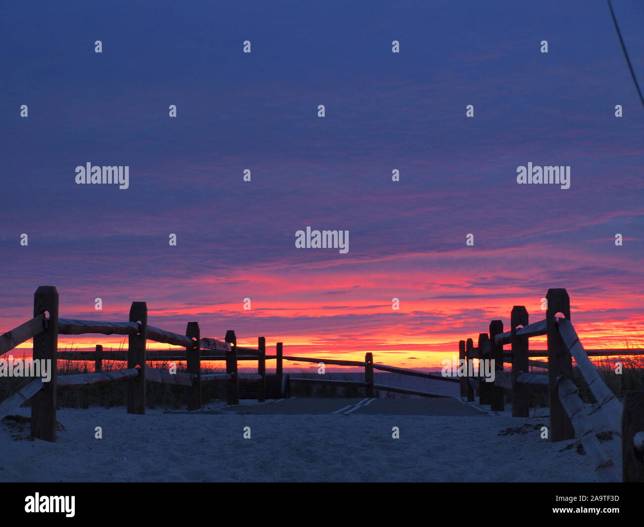 Atlantic sunrise off the coast of Ocean Beach, New Jersey. A typical ...