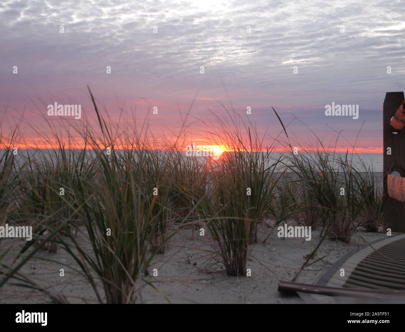 Atlantic sunrise off the coast of Ocean Beach, New Jersey. A typical ...