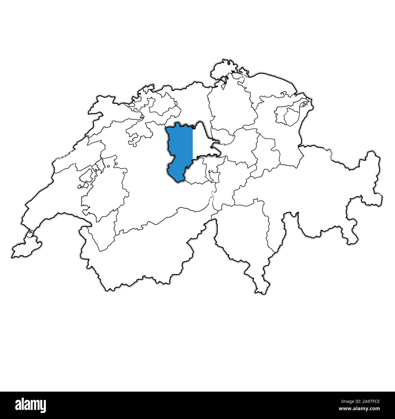 flag and territory of Luzern canton on map of administrative divisions ...