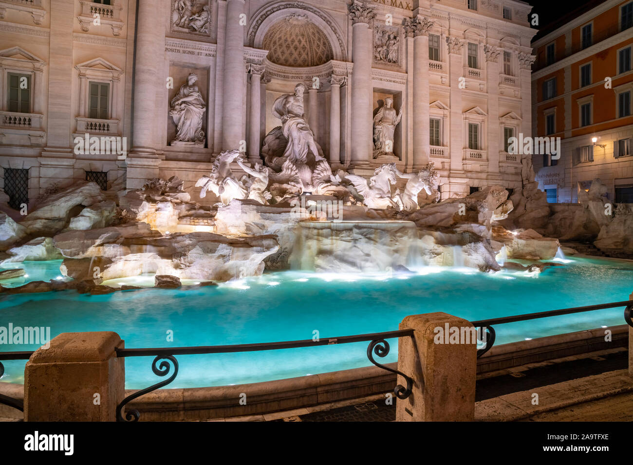Trevi Fountain or Fontana di Trevi at night, Rome, Italy. Beautiful ...