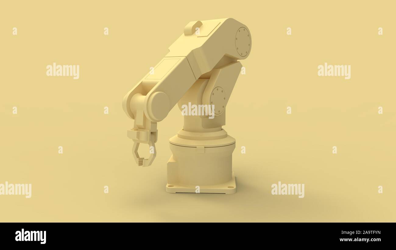 3d rendering of a robot arm isolated in a colored studio background ...