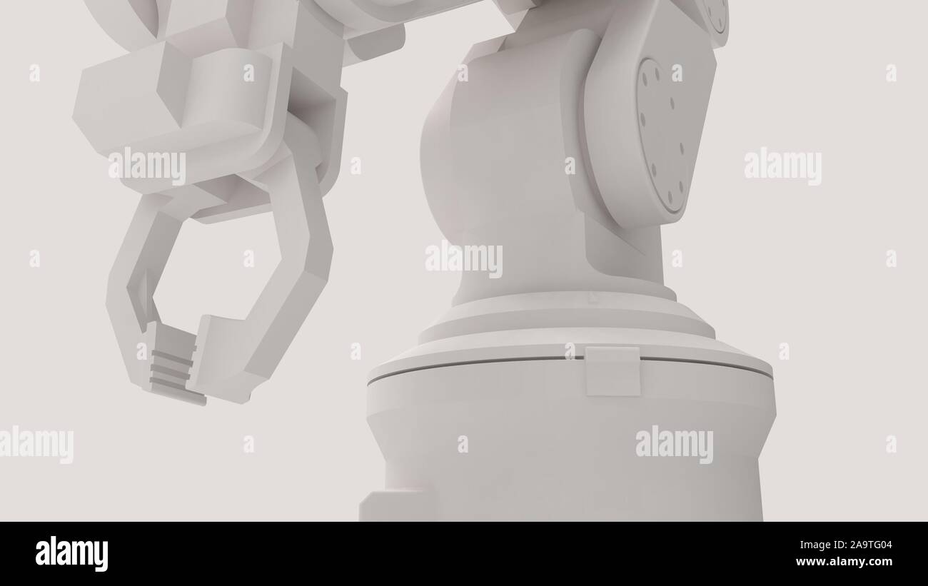 3d rendering of a robot arm isolated in a colored studio background ...