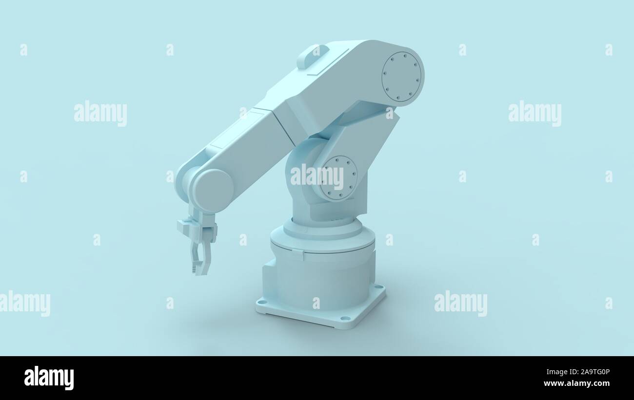 3d rendering of a robot arm isolated in a colored studio background ...