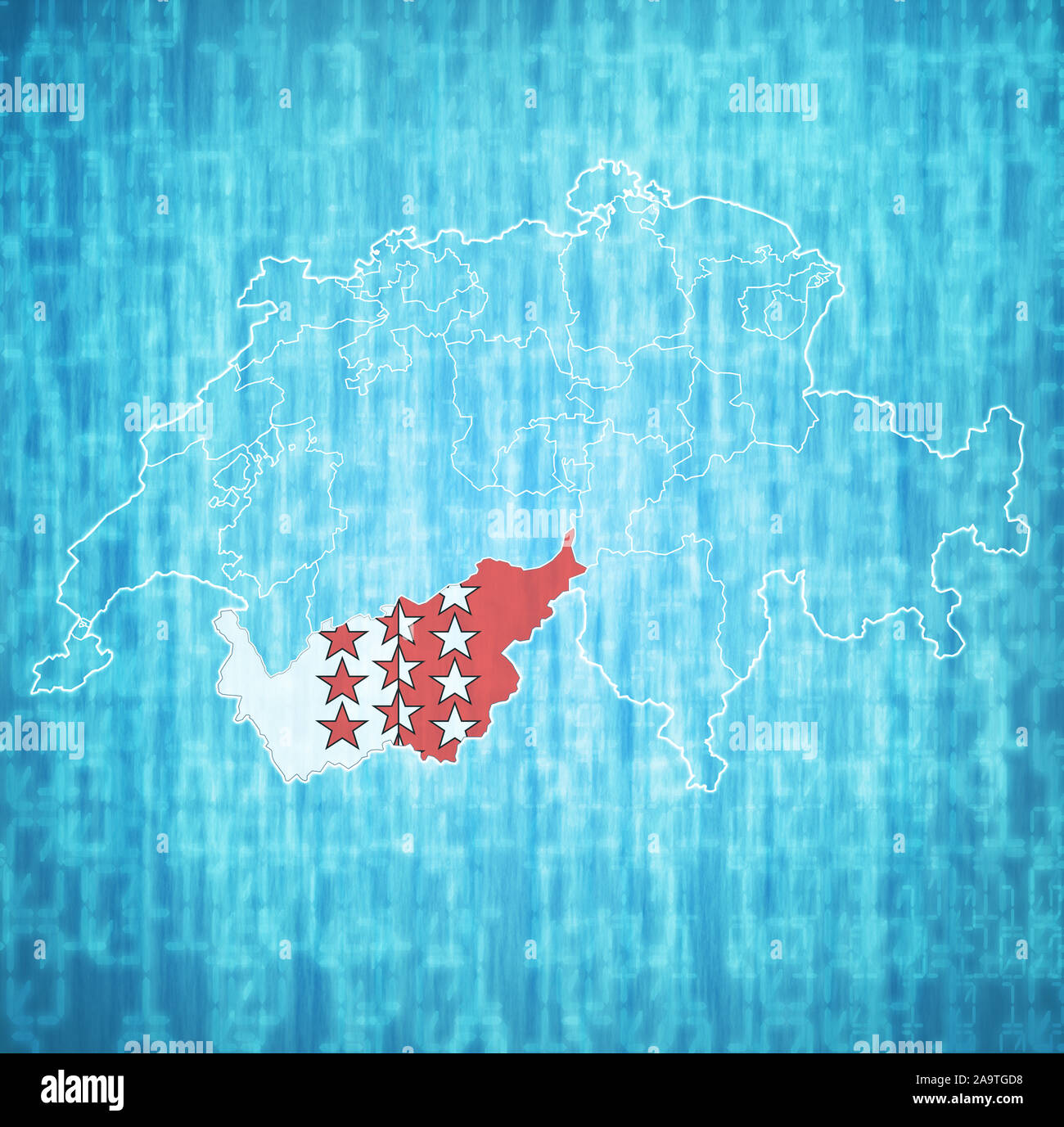 flag and territory of Wallis canton on map of administrative divisions ...