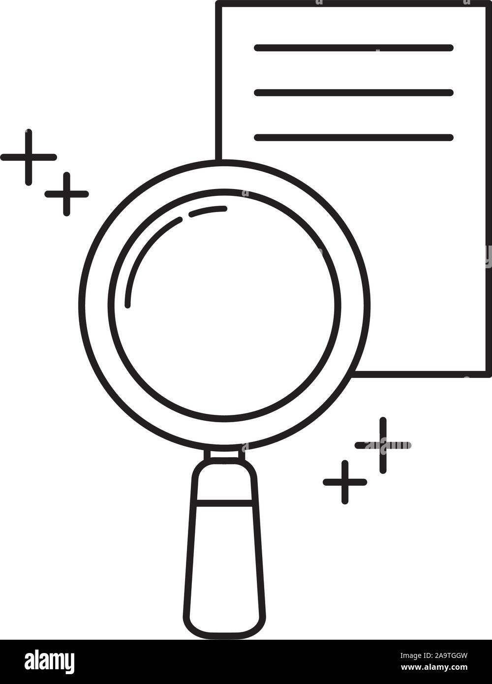 magnifying glass document office line icon style vector illustration ...