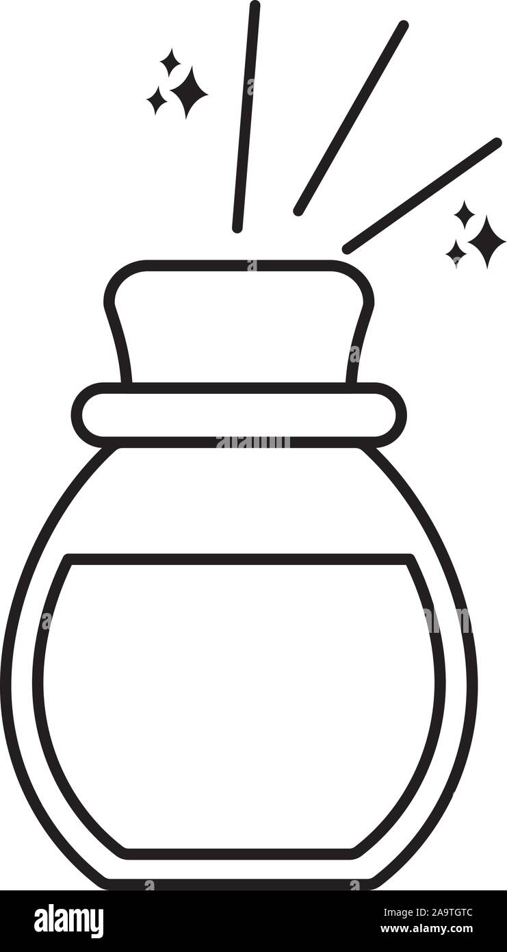elixir bottle imagination mystery magic line style icon illustration ...
