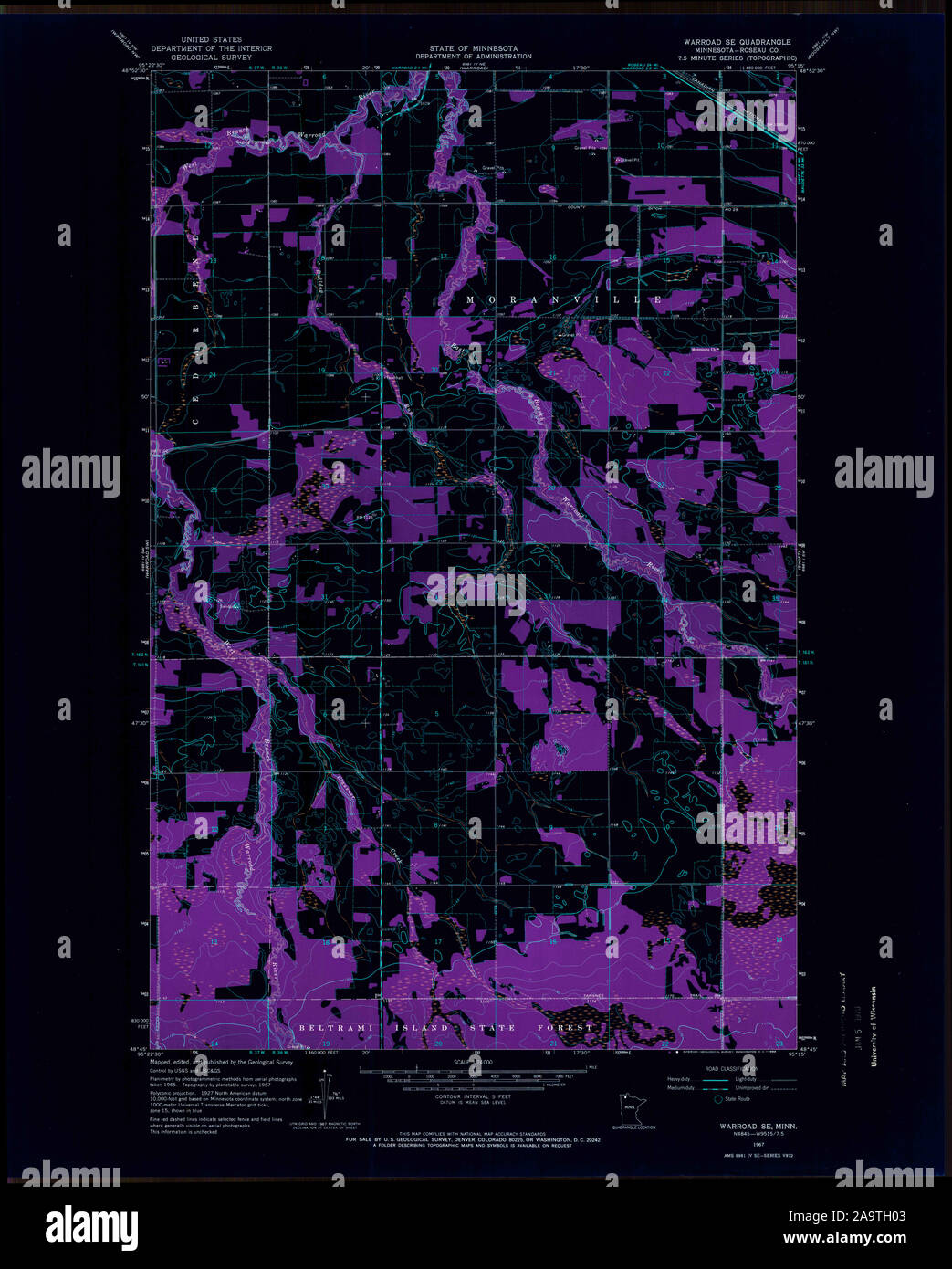 USGS TOPO Map MInnesota MN Warroad SE 506129 1967 24000 Inverted ...