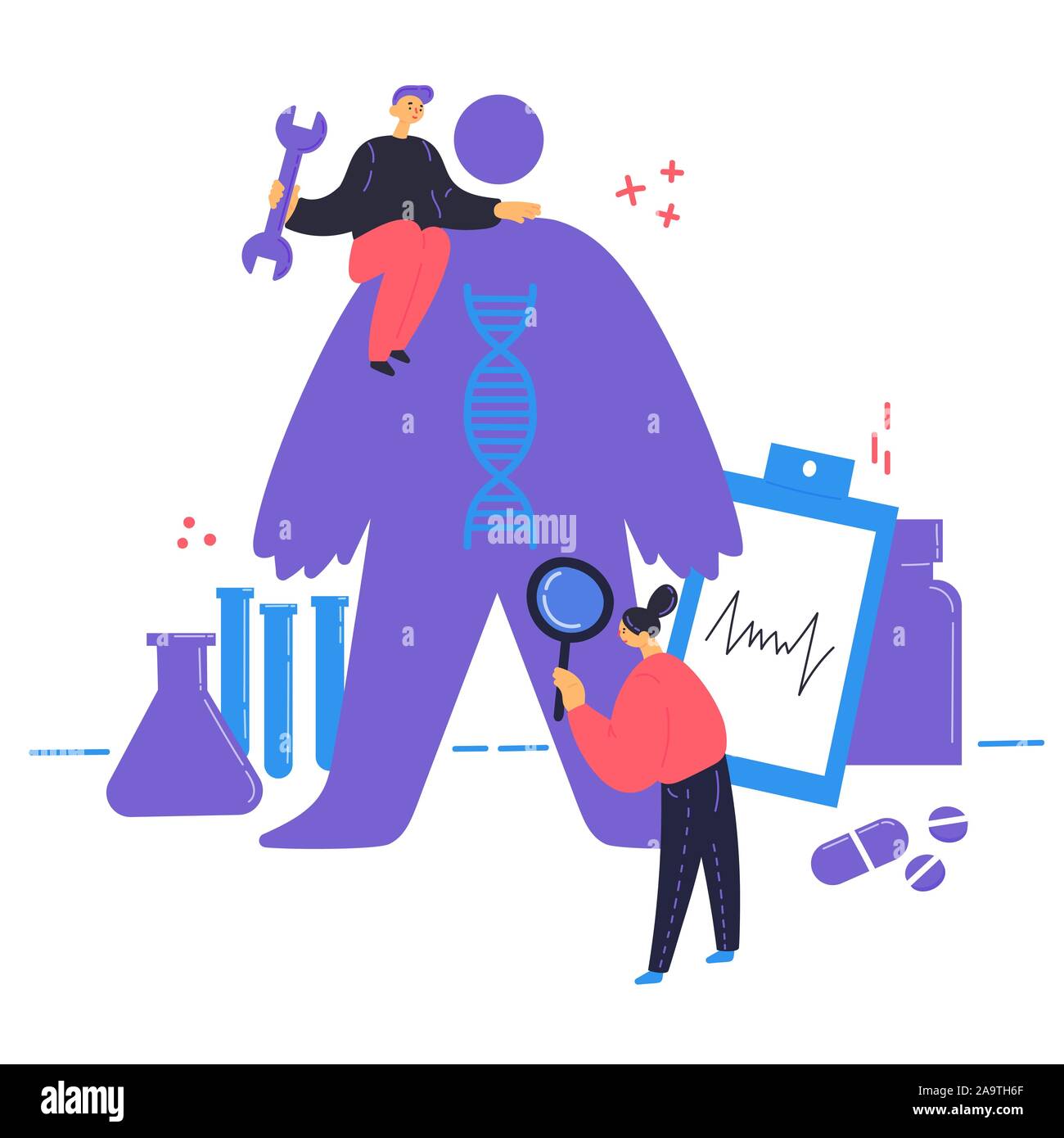 Biohacking vector illustration.Flat characters Stock Vector Image & Art ...