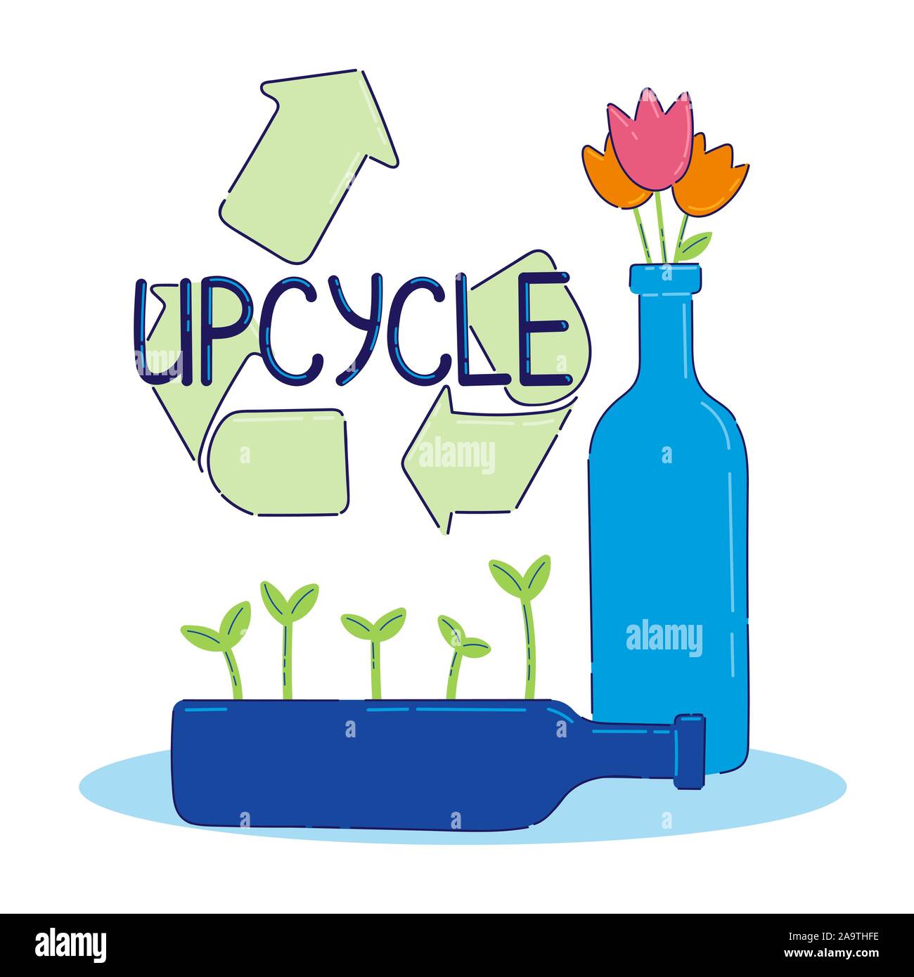 Upcycle concept.Glass upcycle.Vector illustration Stock Vector Image ...