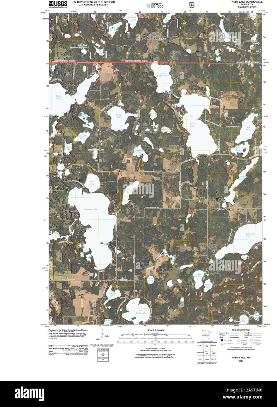 USGS TOPO Map MInnesota MN Webb Lake 20110322 TM Restoration Stock ...