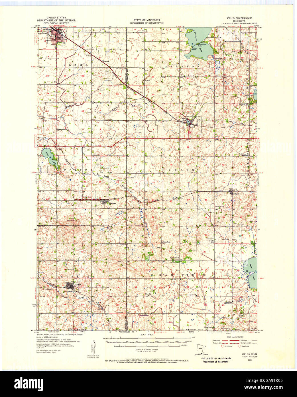 Map of wells minnesota hi-res stock photography and images - Alamy