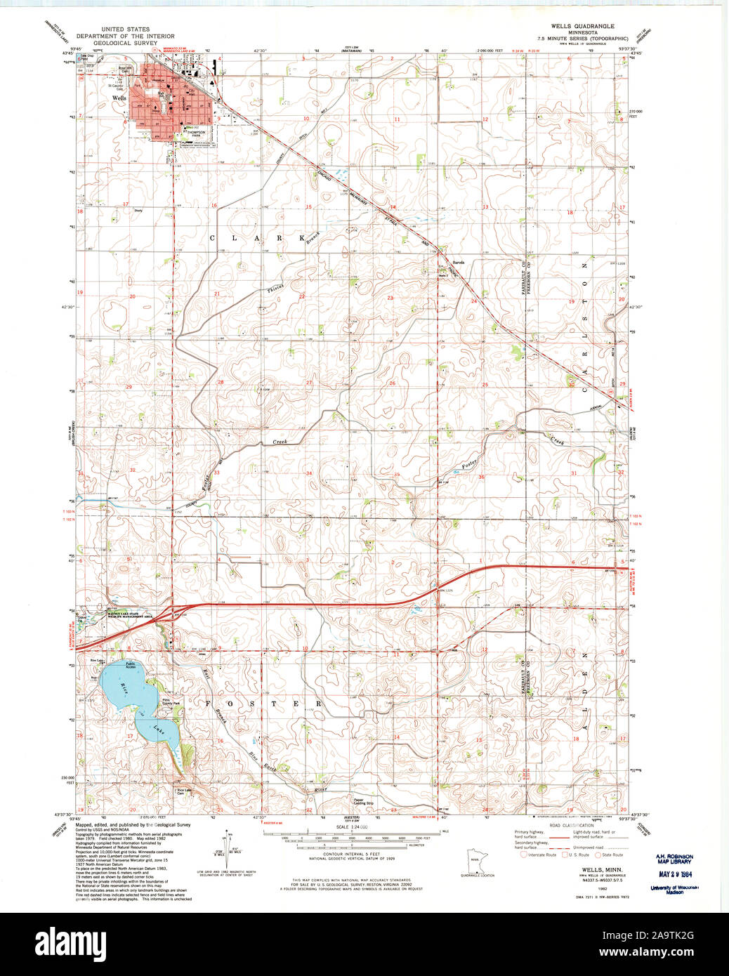 Map of wells minnesota hi-res stock photography and images - Alamy
