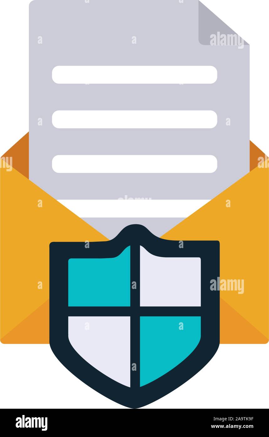 security envelope with shield flat style vector illustration design ...