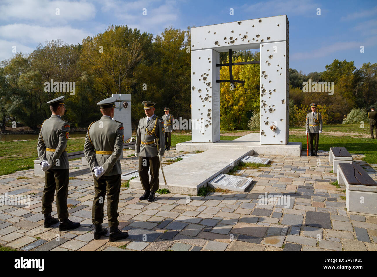 The Slovak guard of honour at the monument "Brana Slobody" (Gate of ...