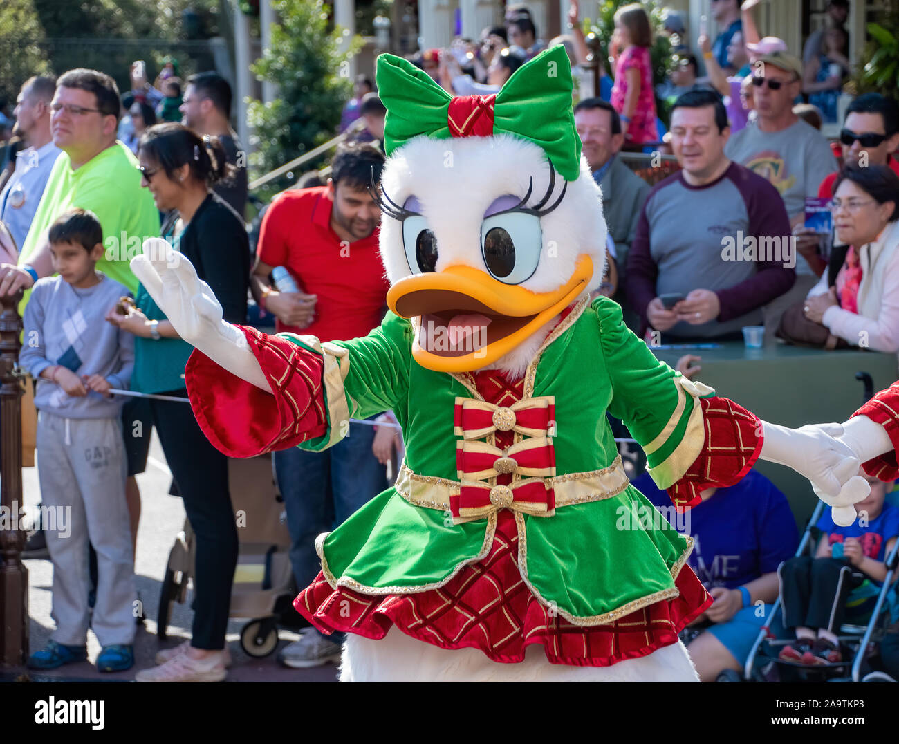 Daisy Duck character in the Christmastime Parade at Magic Kingdom Stock ...