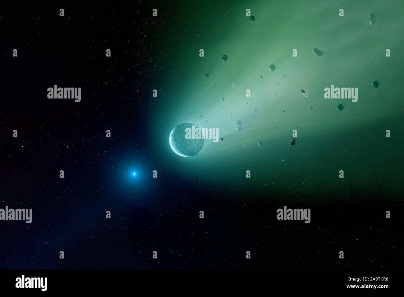 A meteorite in outer space. Elements of this image were furnished by ...