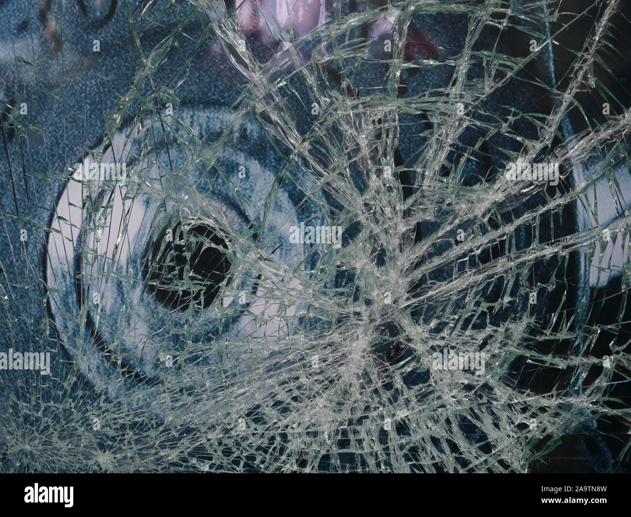 Broken glass shop window seen on Piccadilly Circus, London, England, UK ...