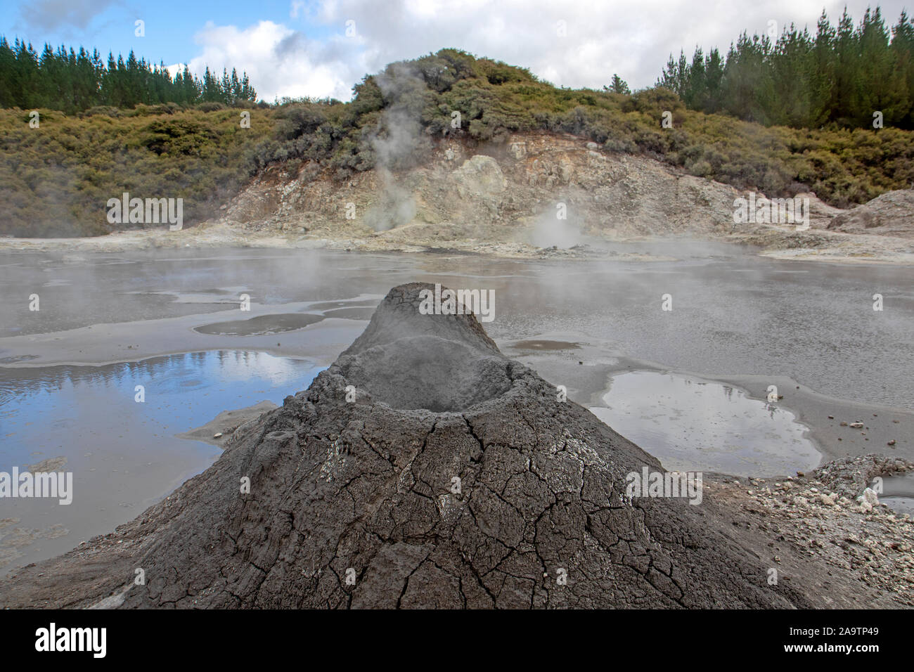 Mud volcano at the Hell's Gate geothermal field Stock Photo - Alamy