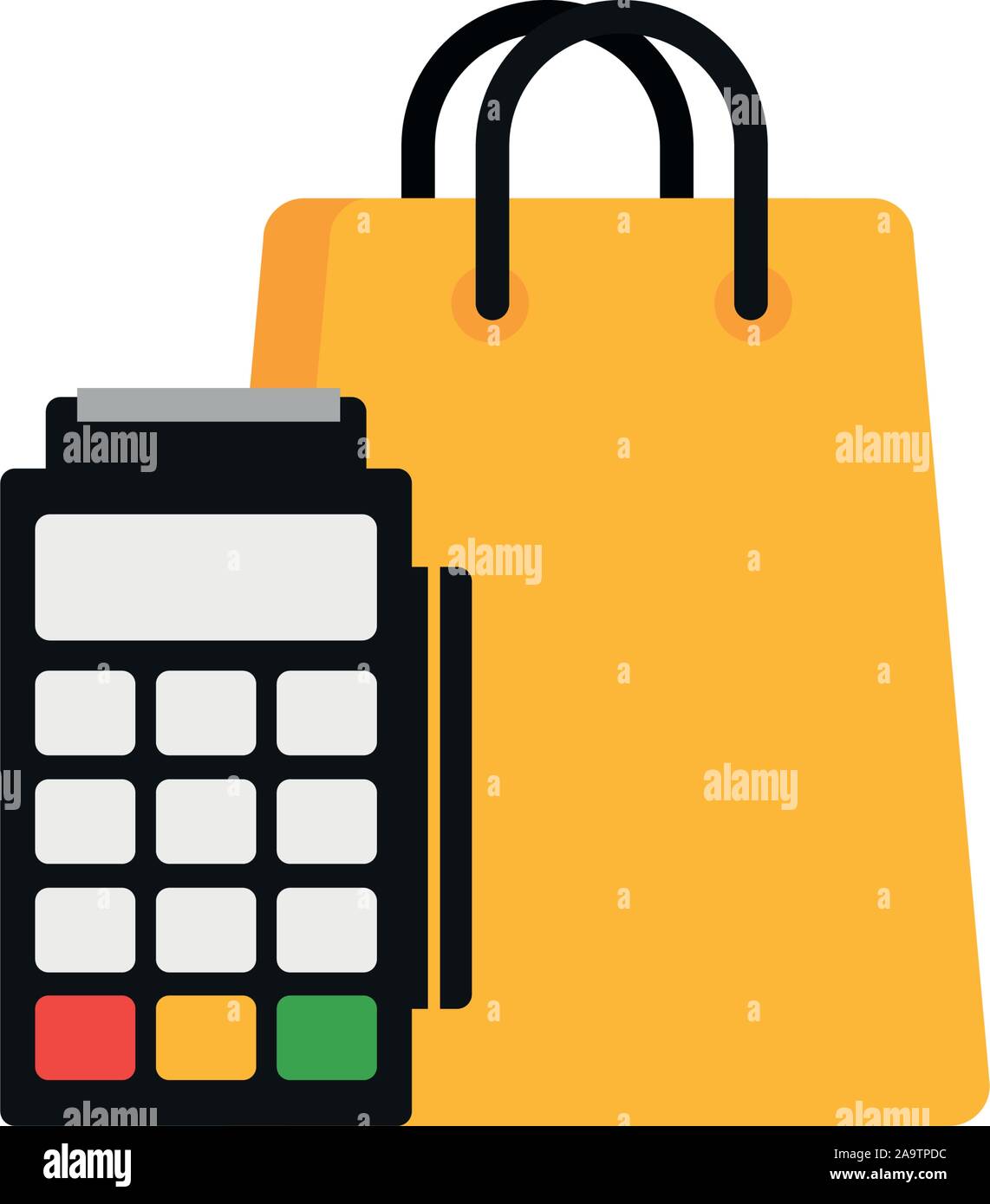 pos terminal and bag commerce shopping flat image icon vector ...