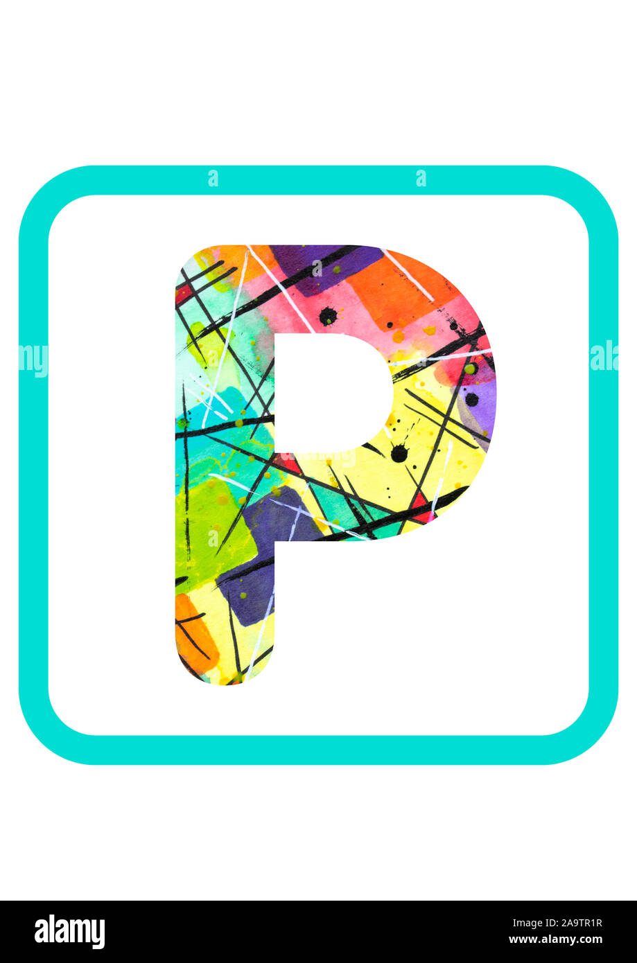 Abstract Painting Watercolor Typography Letter P Stock Photo - Alamy