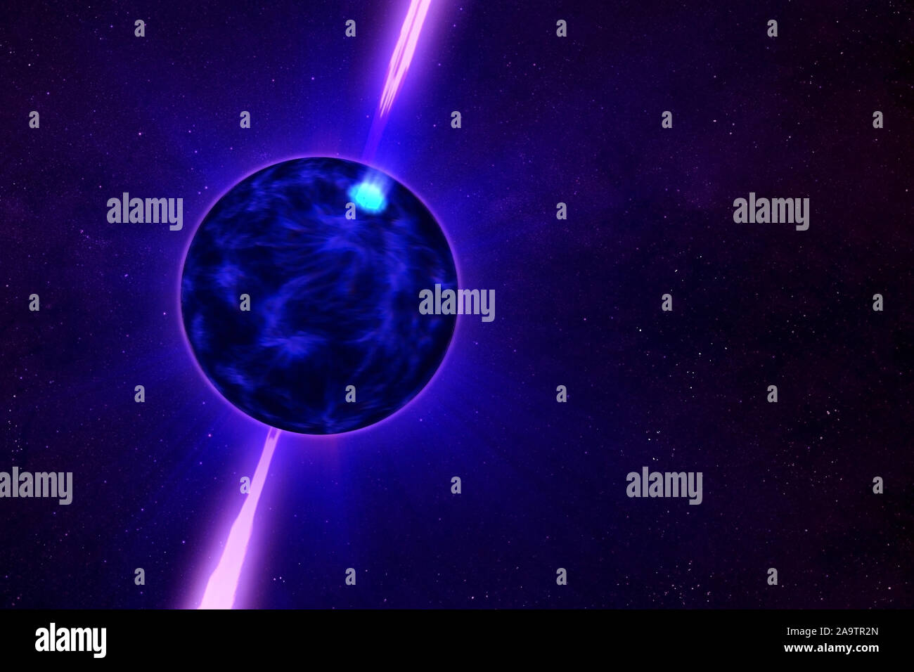 A neutron star, a pulsar, on a dark background. Elements of this image ...