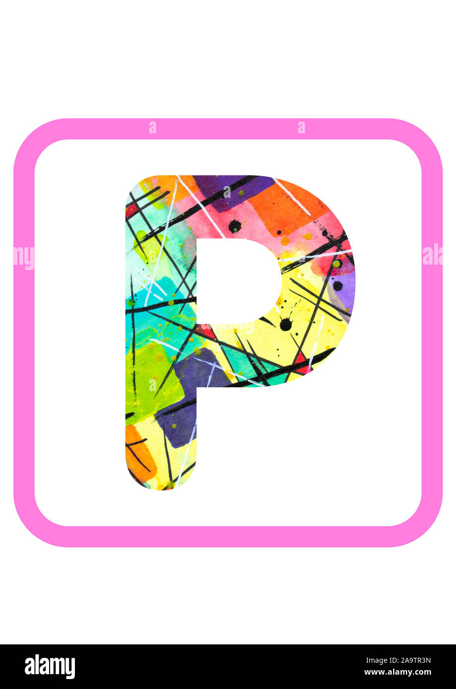 Abstract Painting Watercolor Typography Letter P Stock Photo - Alamy