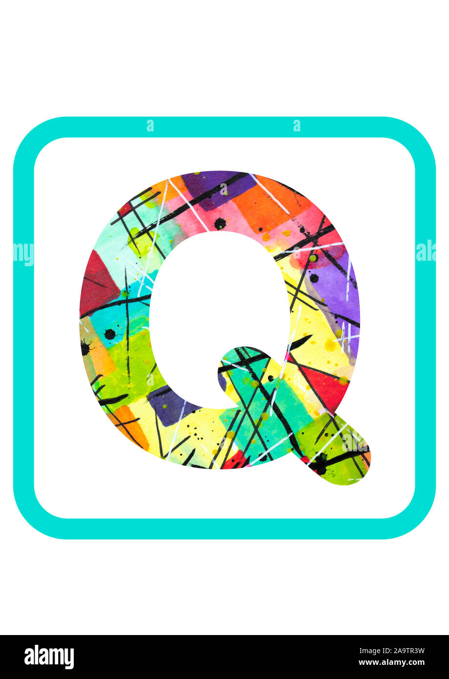 Abstract Painting Watercolor Typography Letter Q Stock Photo - Alamy