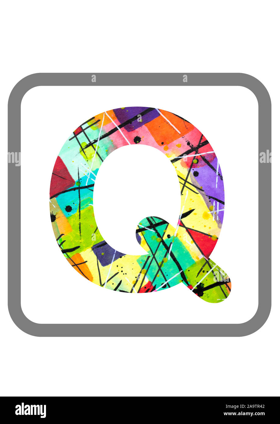 Abstract Painting Watercolor Typography Letter Q Stock Photo - Alamy