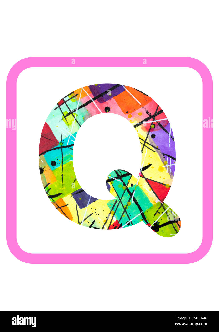 Abstract Painting Watercolor Typography Letter Q Stock Photo - Alamy