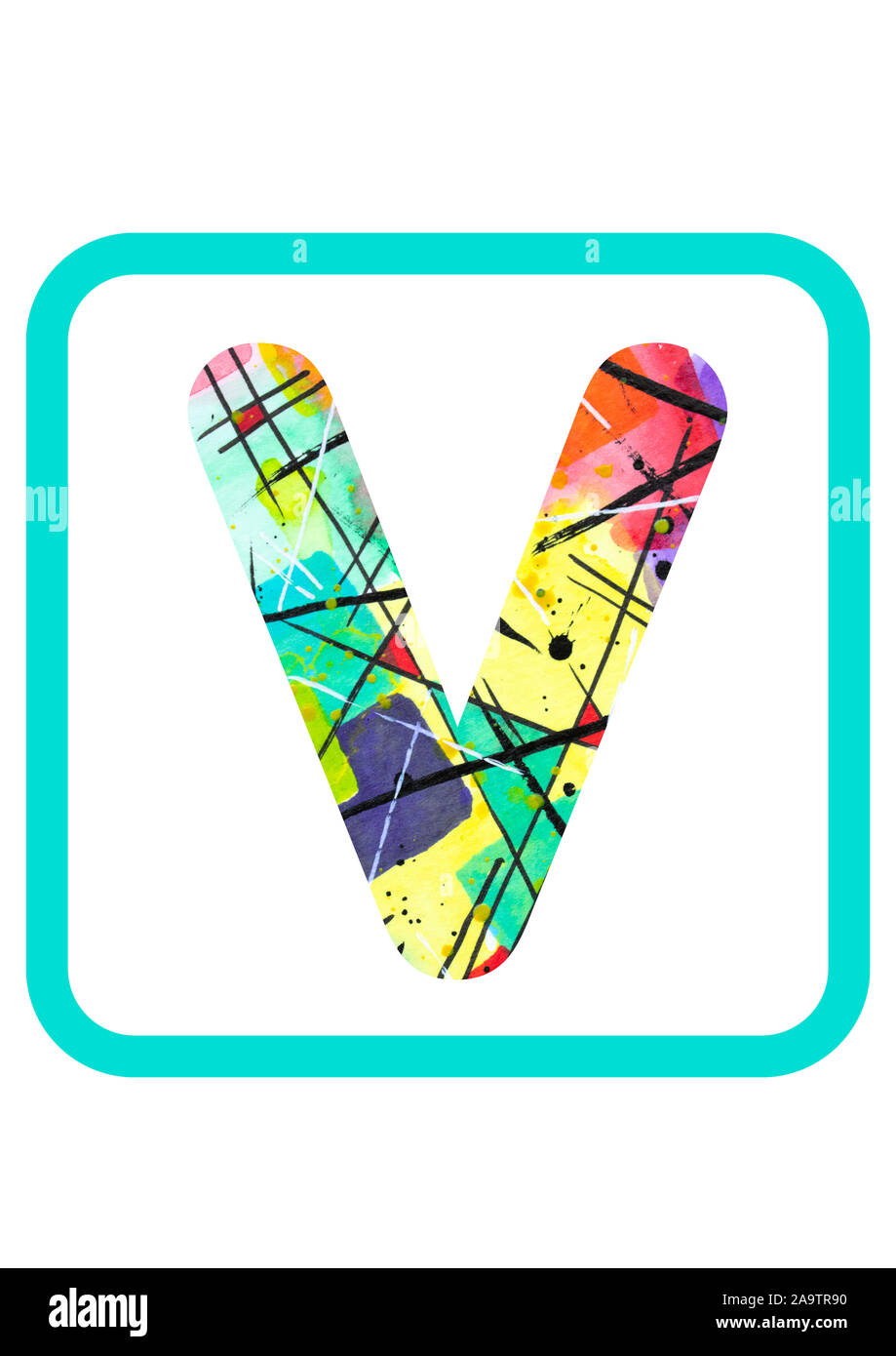 Abstract Painting Watercolor Typography Letter V Stock Photo - Alamy