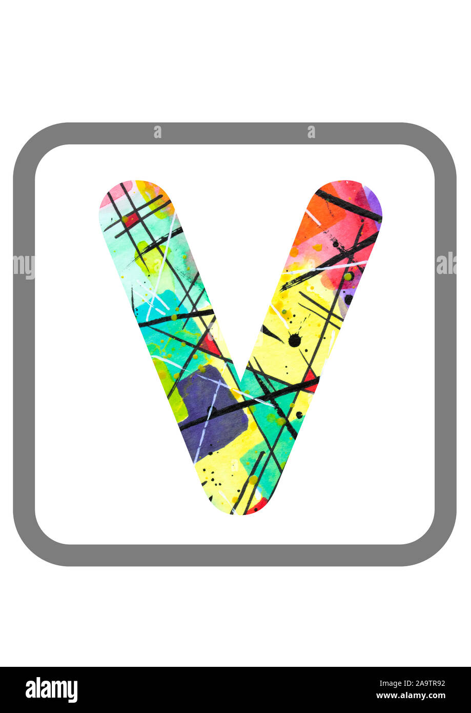Abstract Painting Watercolor Typography Letter V Stock Photo - Alamy