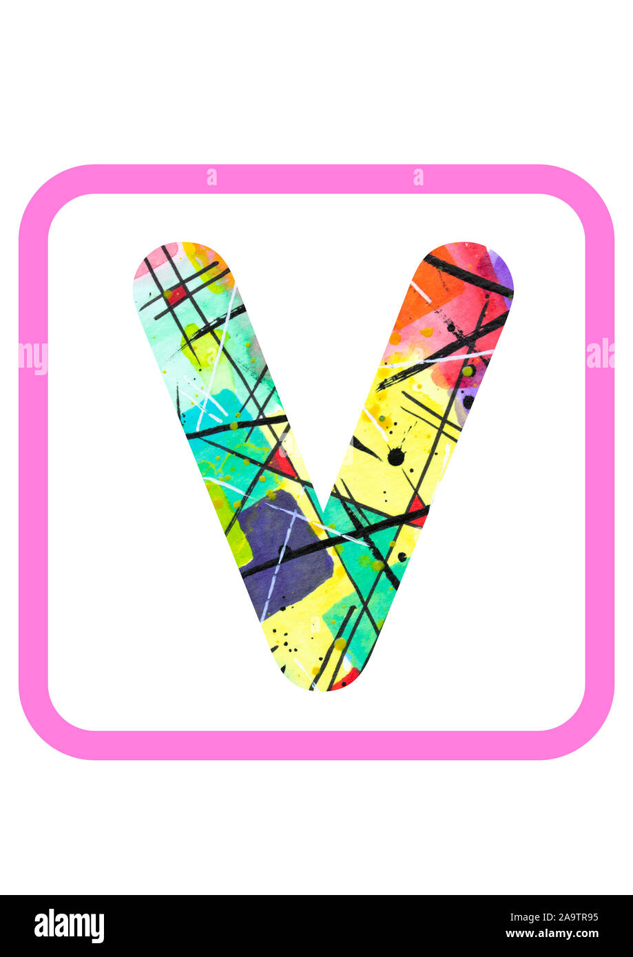 Abstract Painting Watercolor Typography Letter V Stock Photo - Alamy