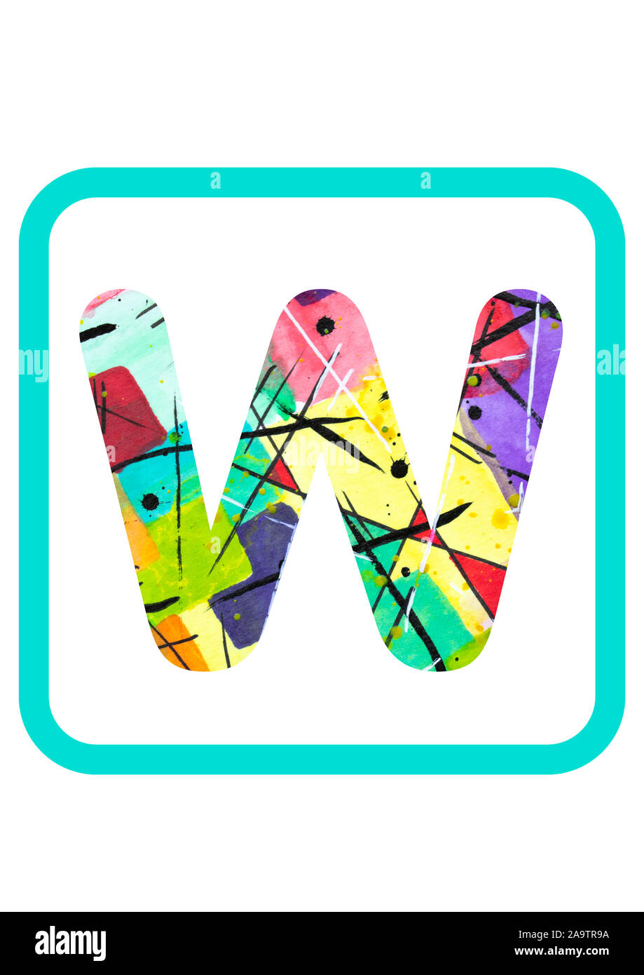 Abstract Painting Watercolor Typography Letter W Stock Photo - Alamy