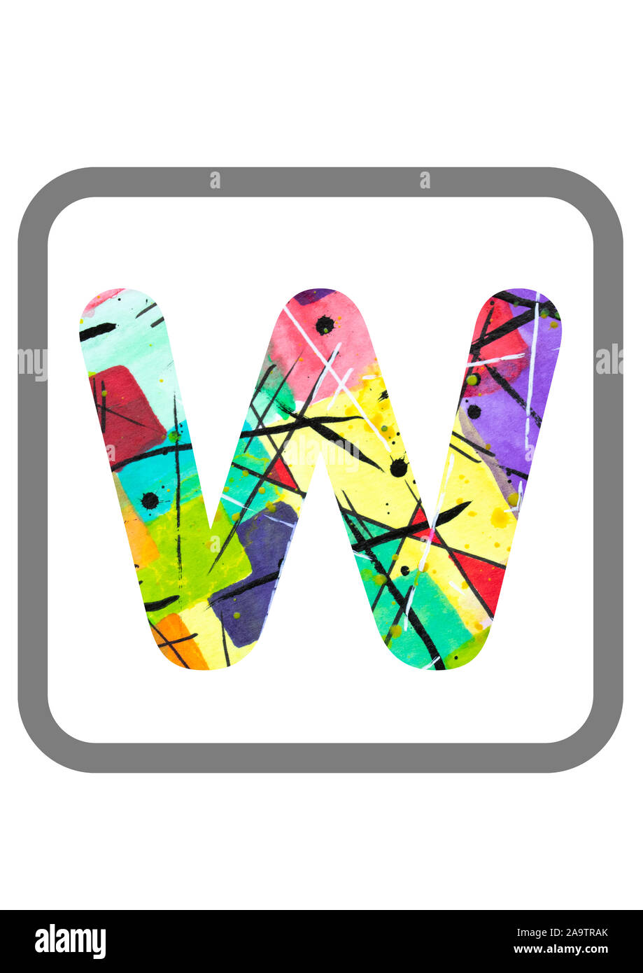 Abstract Painting Watercolor Typography Letter W Stock Photo - Alamy