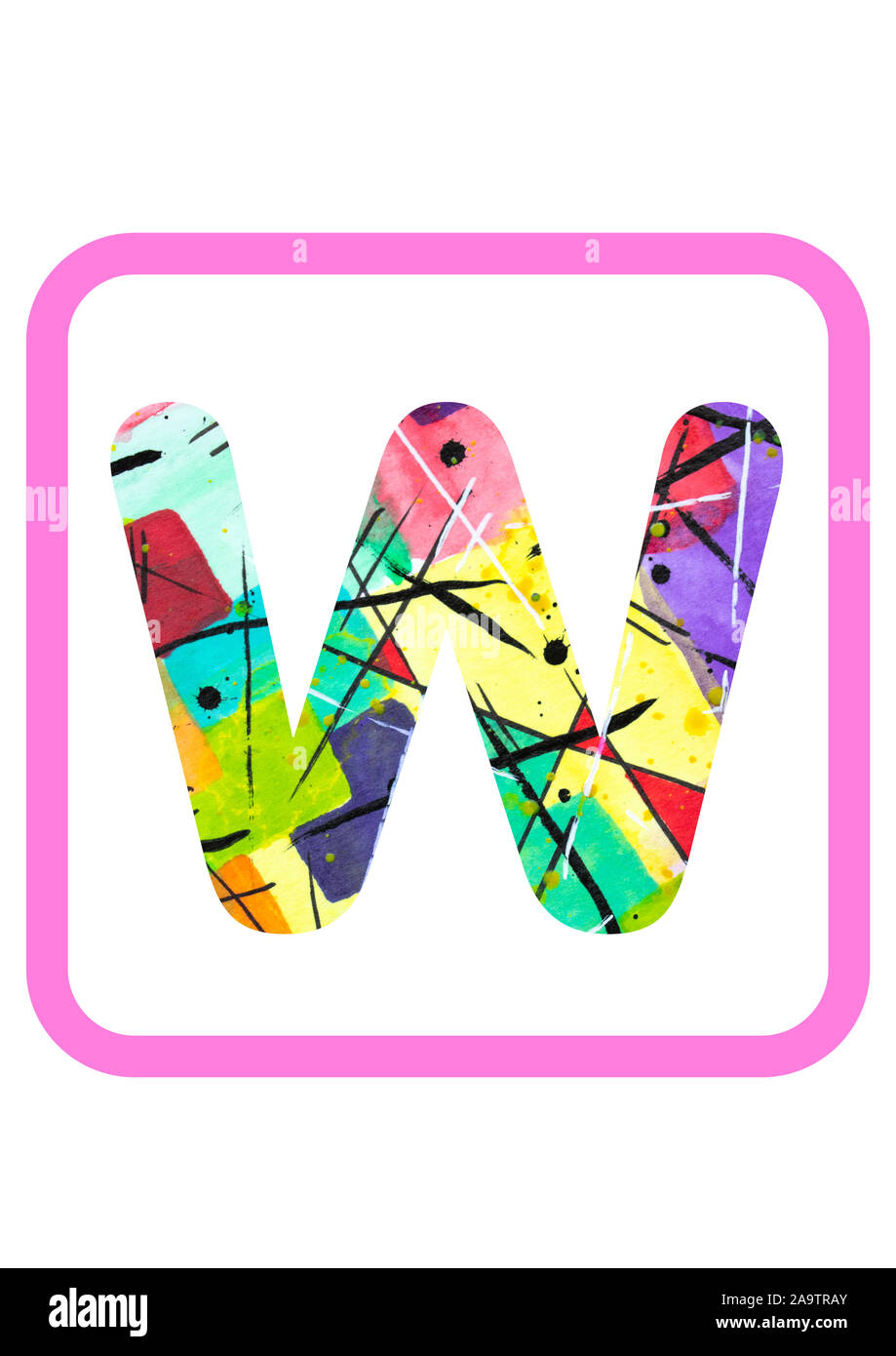 Abstract Painting Watercolor Typography Letter W Stock Photo - Alamy