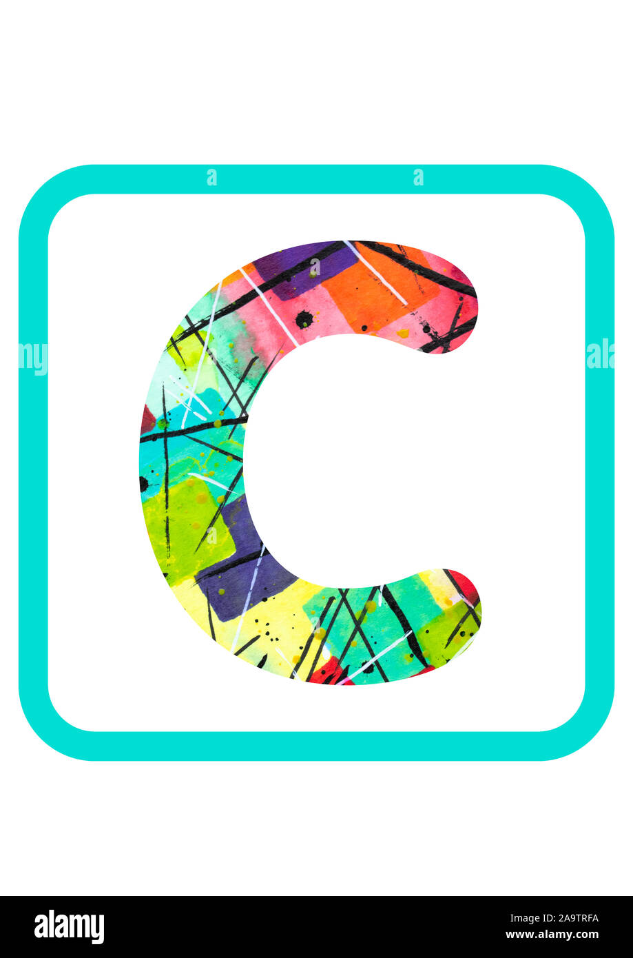 Abstract Painting Watercolor Typography Letter C Stock Photo - Alamy