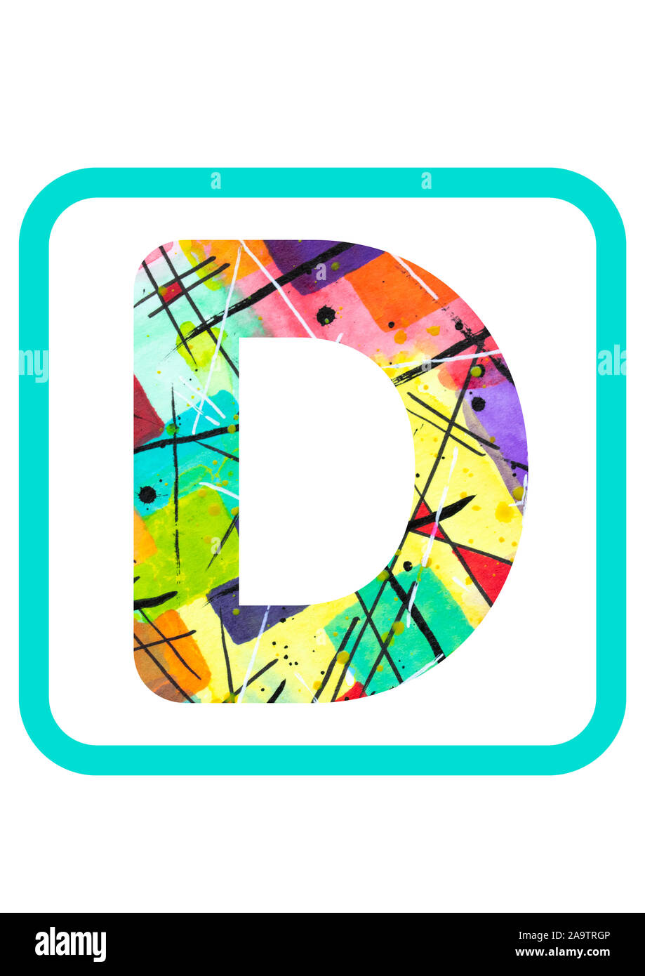 Abstract Painting Watercolor Typography Letter D Stock Photo - Alamy