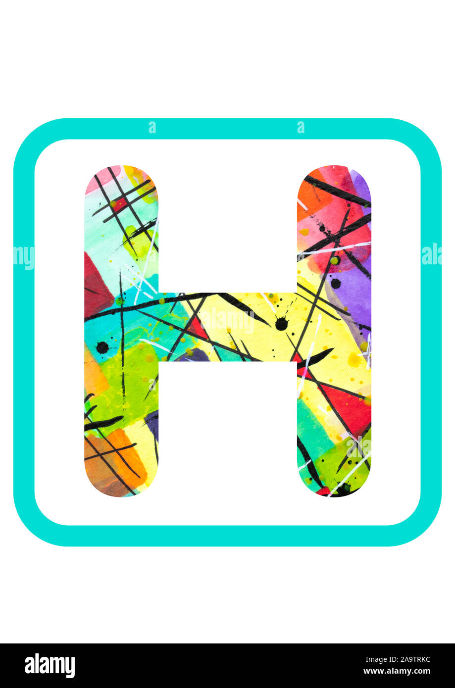 Abstract Painting Watercolor Typography Letter H Stock Photo - Alamy